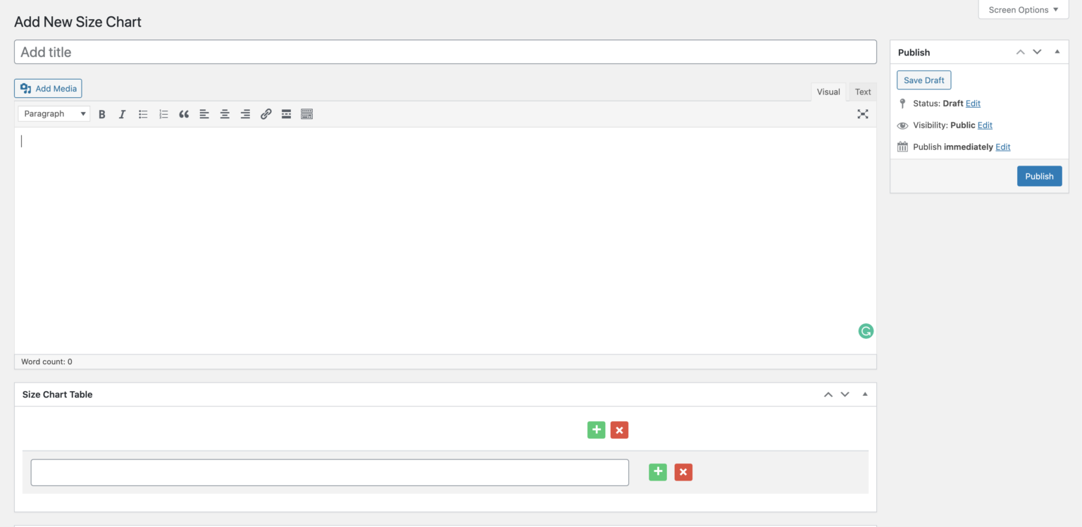 Adding a Size Chart - WPBean Documentation