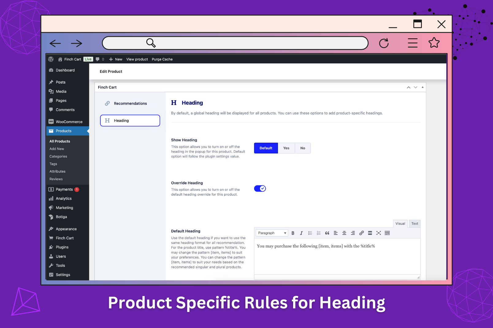 Adjust Product Specific Heading - WPBean Documentation